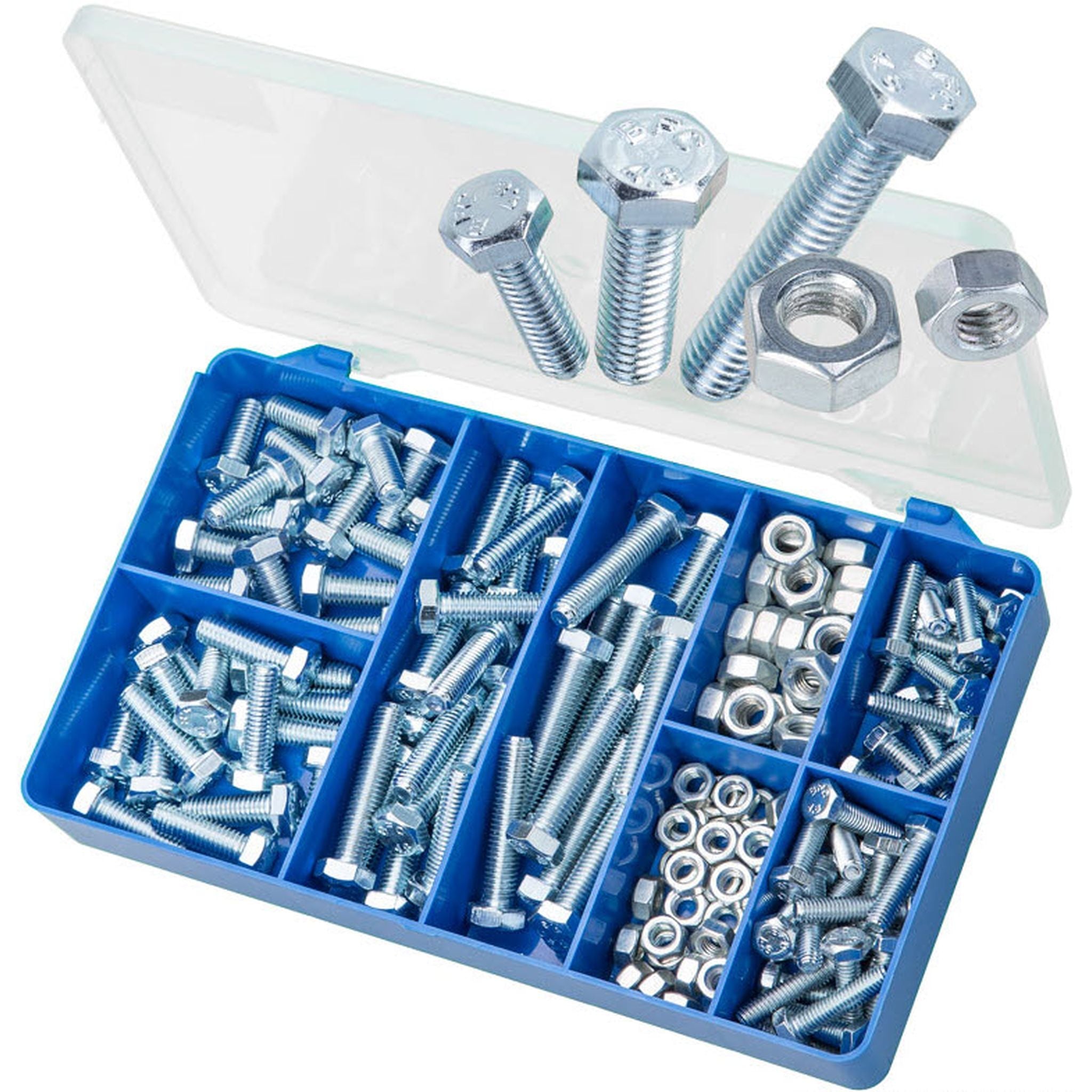 KIT ZINC PLATED MILD STEEL NUTS BOLTS & WASHERS (GRADE 8.8)